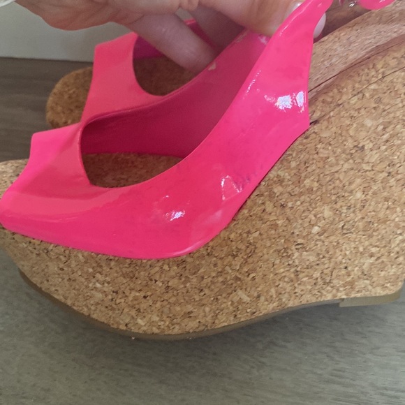 Jessica Simpson | Shoes | Jessicasimpson Neon Pink Wedge Sandals | Poshmark